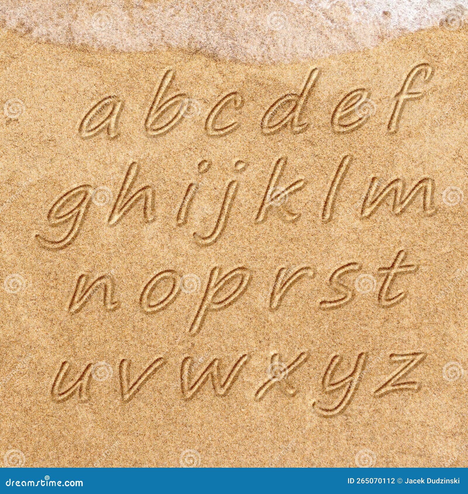 The Alphabet Written in Sand on a Beach Stock Photo - Image of draw ...