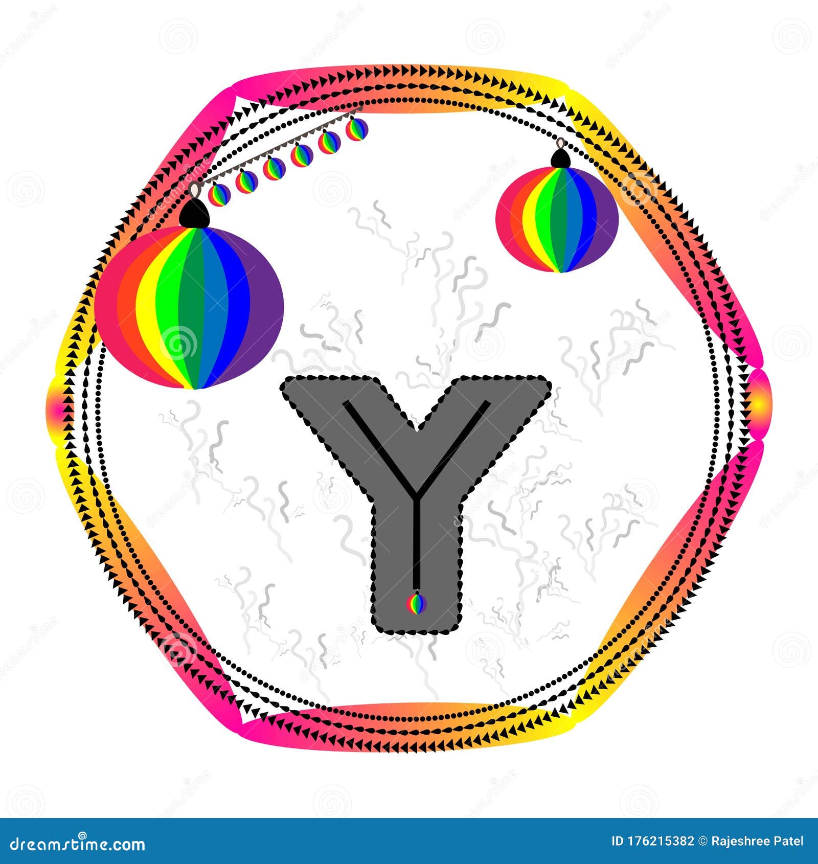 Alphabet Y. Letter Y Gradient Label. Rainbow Ball Sticker Frame Vector ...