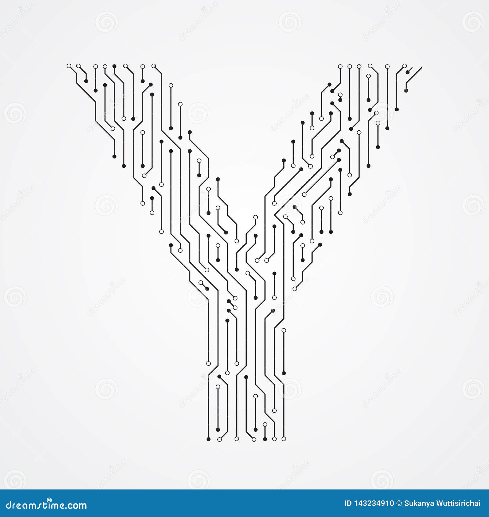 Alphabet Y Shape Digital Line Design Stock Vector - Illustration of ...