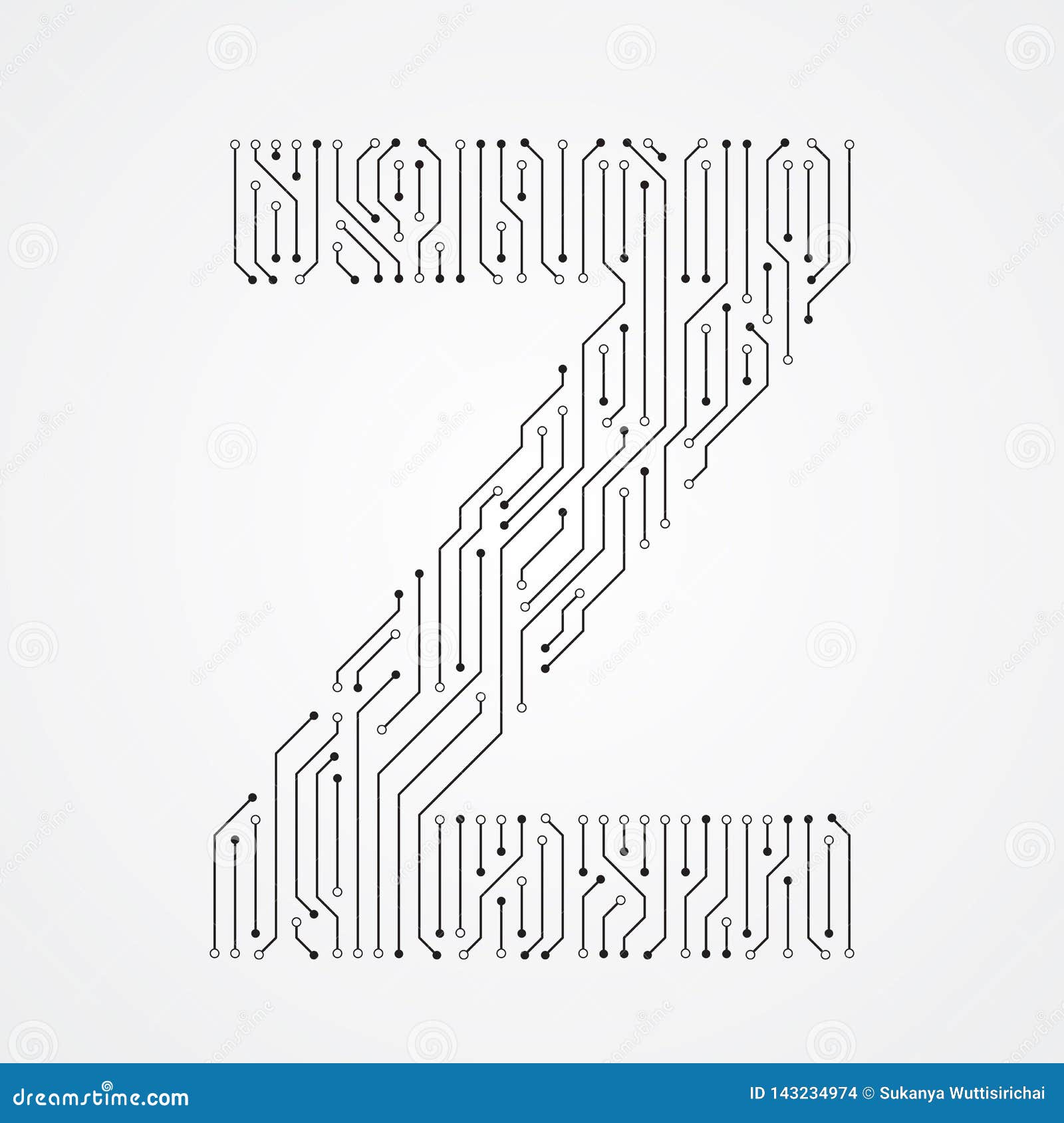 Alphabet Z Shape Digital Line Design Stock Vector - Illustration of ...