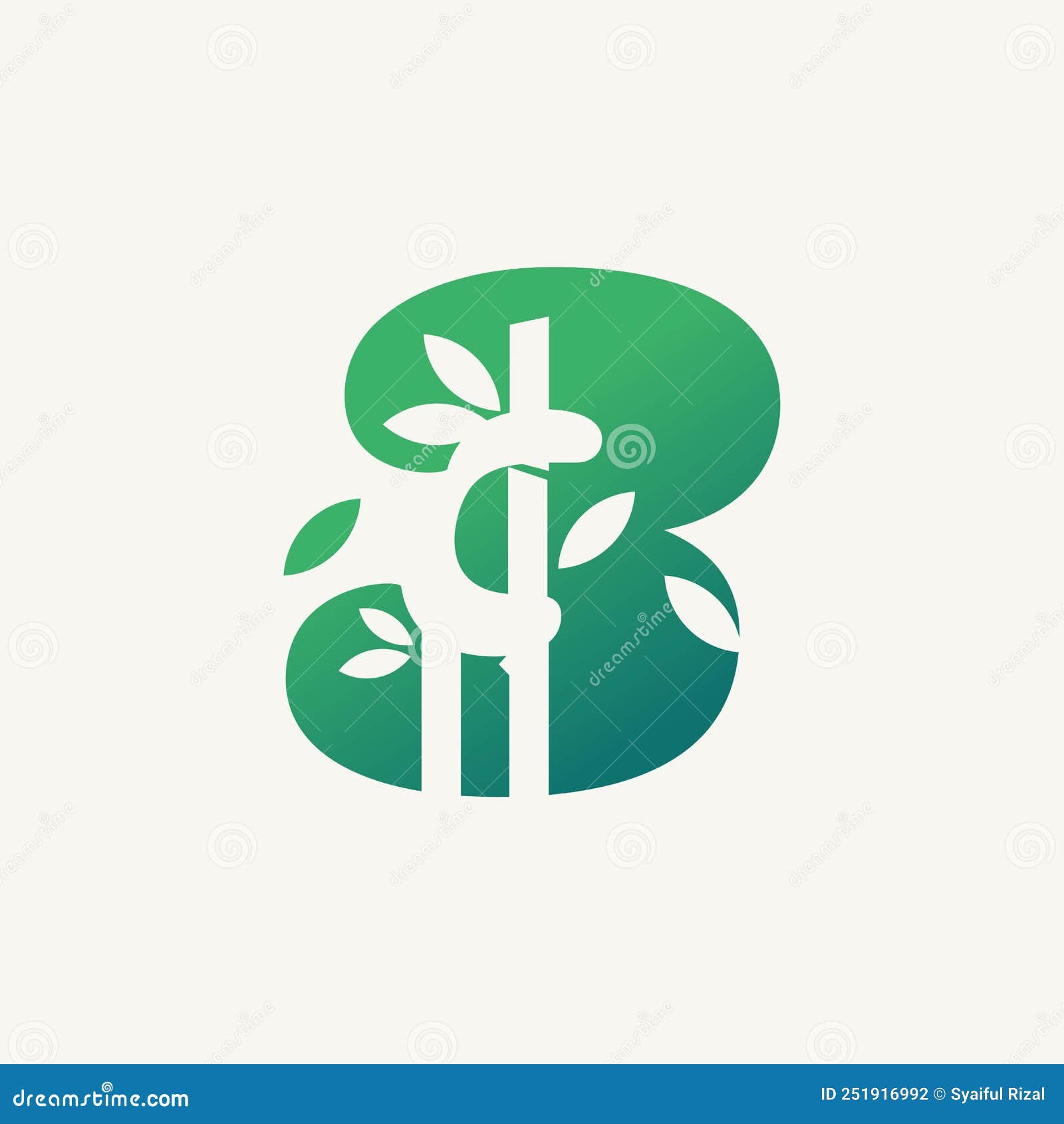 Number Three Negative Spaces Form a Bamboo Tree Image Stock Vector ...