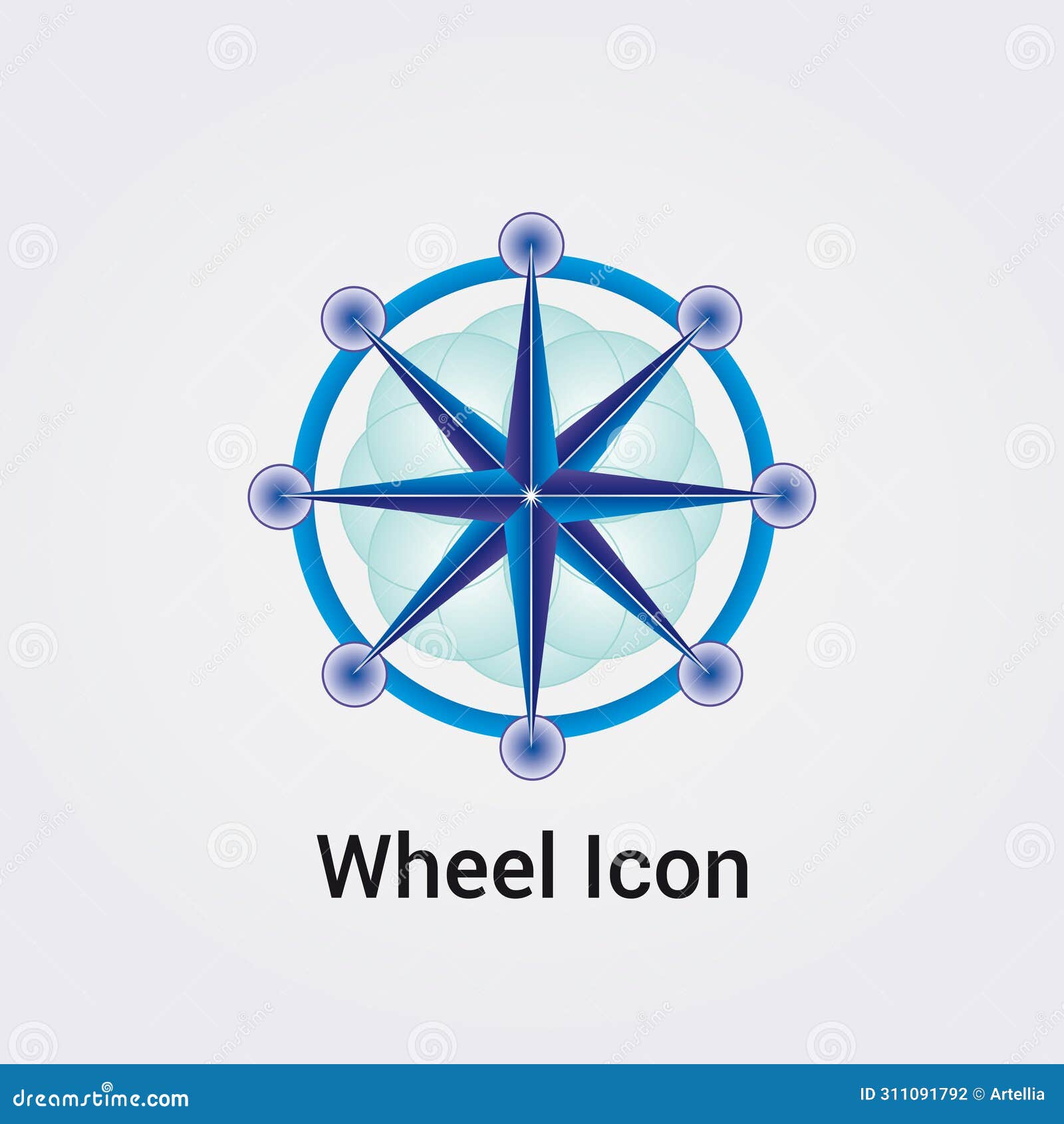 Wheel Icon Flower of Life Destiny Fate Logo Dharma Chakra Symbol Round ...