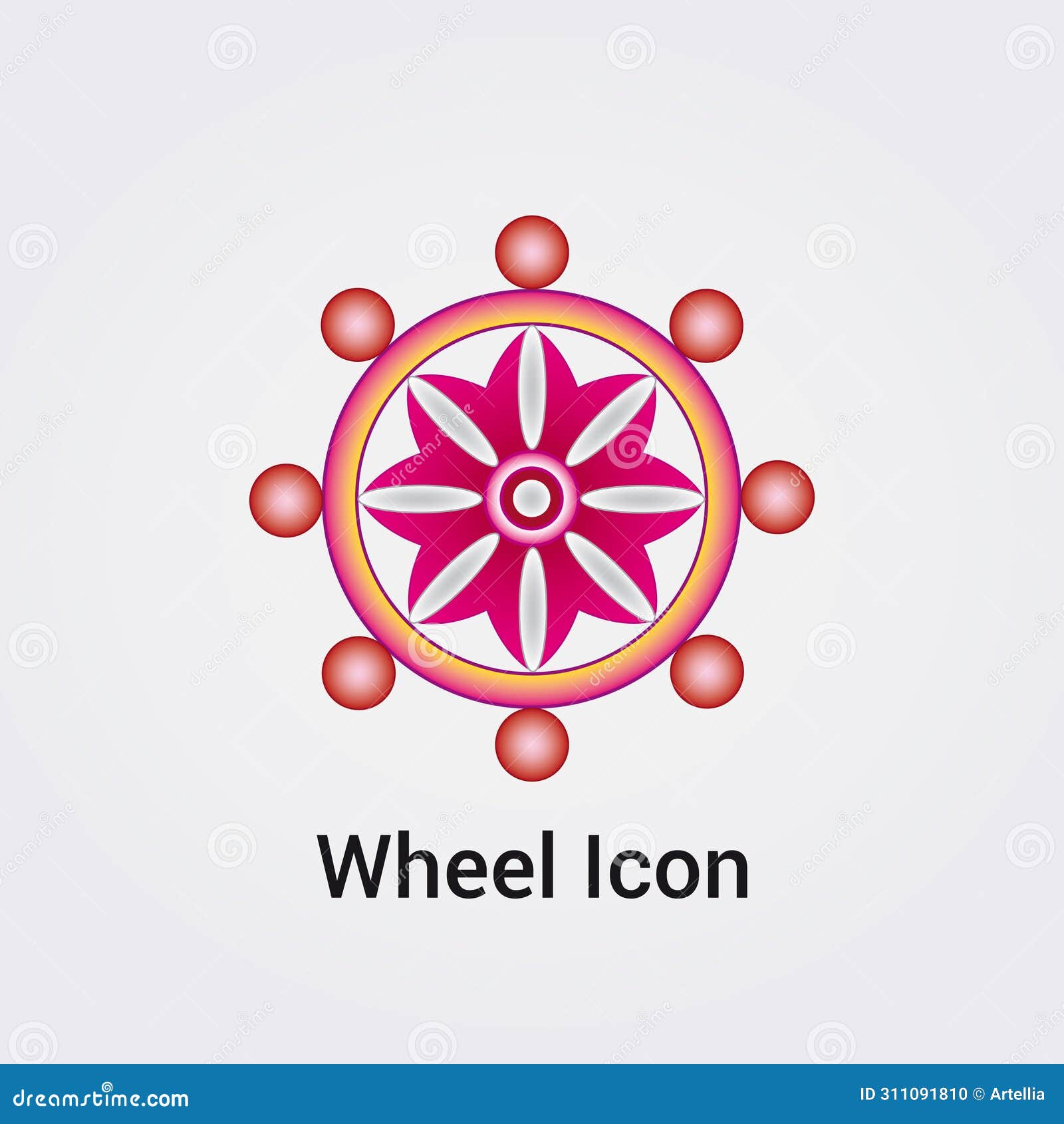 Wheel Icon Flower of Life Destiny Fate Logo Dharma Chakra Symbol Round ...