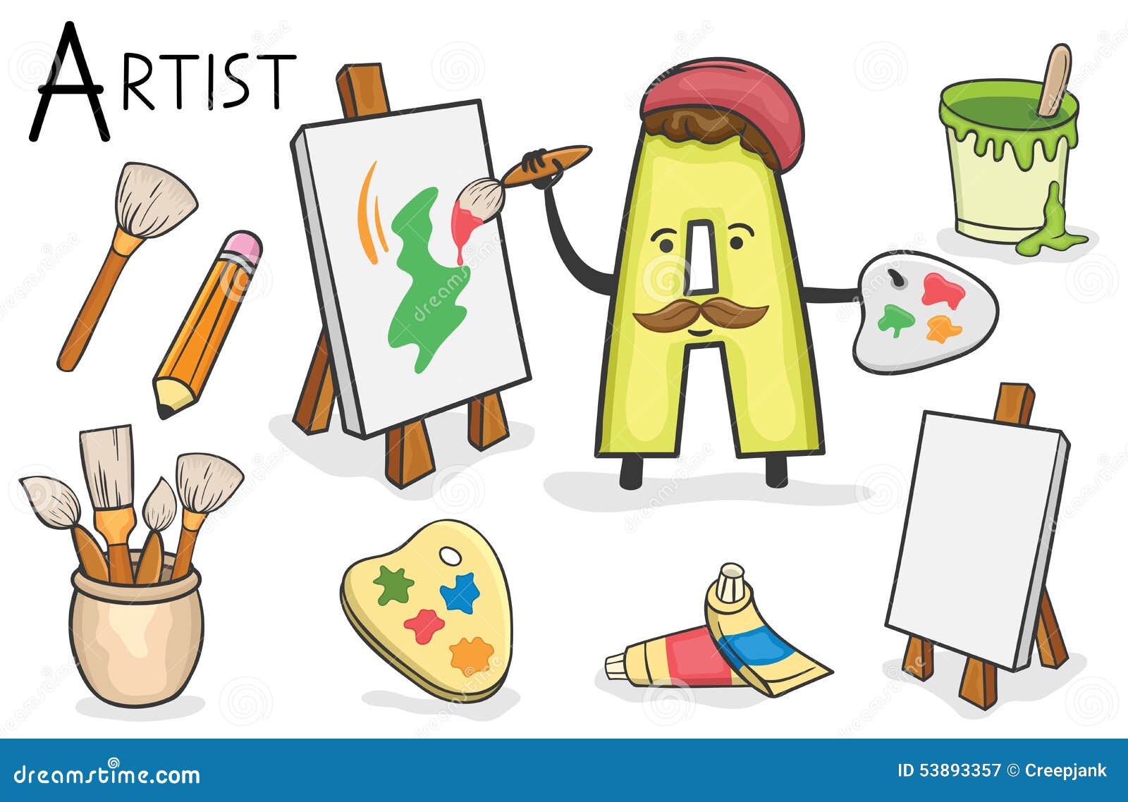 Alphabeth Occupation - Letter a - Artist Stock Vector - Illustration of ...