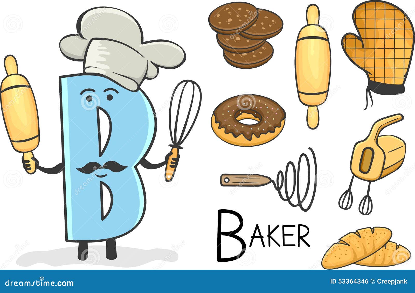 Alphabeth Occupation - Letter B - Baker Stock Vector - Illustration of ...