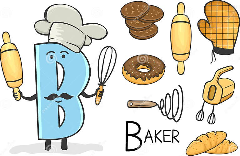 Alphabeth Occupation - Letter B - Baker Stock Vector - Illustration of ...