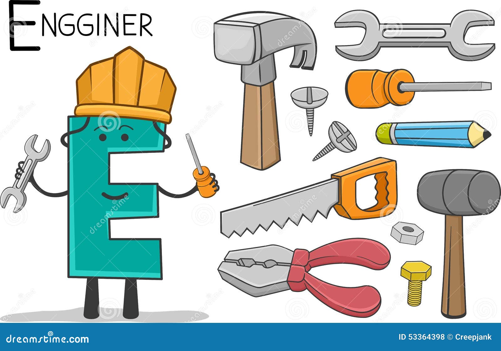 Alphabeth Occupation - Letter E - Engginer Stock Vector - Illustration ...