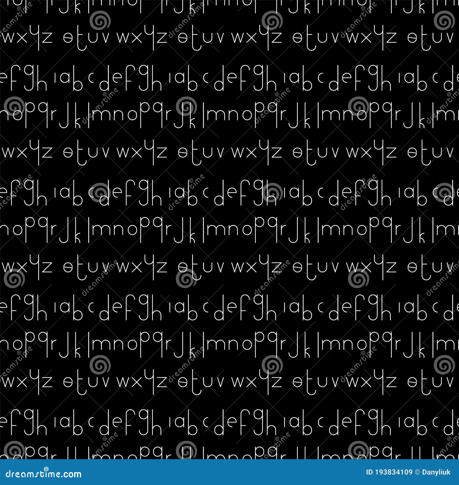 Alphabetic Font and Numbers Seamless Pattern. Vector Typography Abc ...