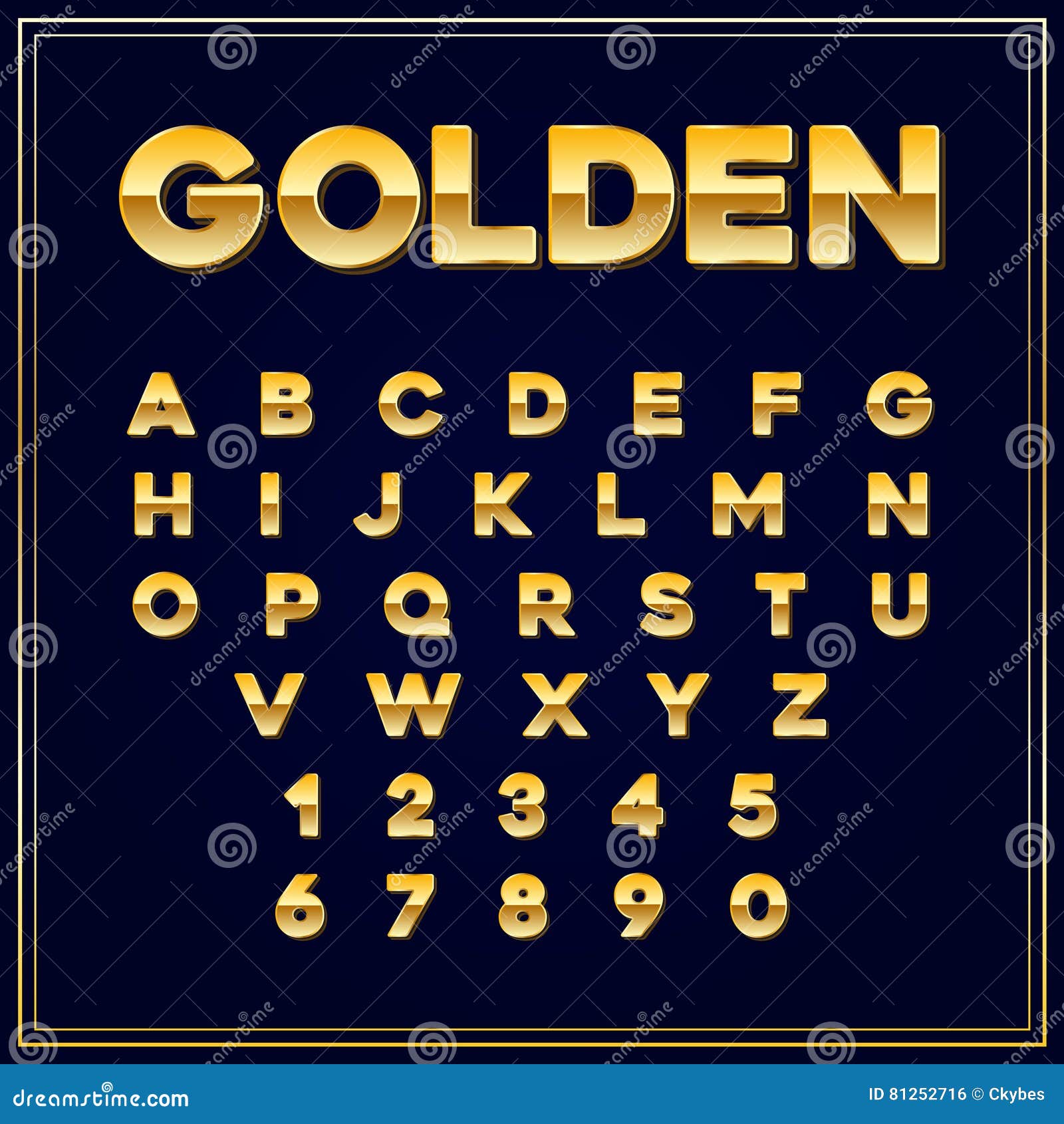 Alphabetic Fonts Numbers Gold Stock Illustrations – 102 Alphabetic ...