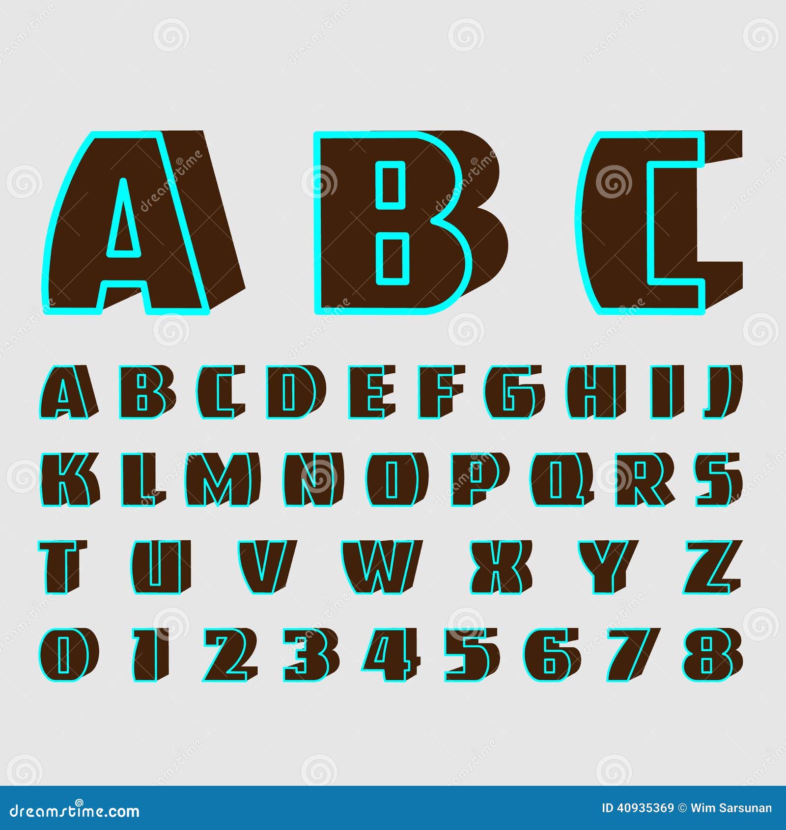 Alphabetic Fonts and Numbers Stock Vector - Illustration of clip ...