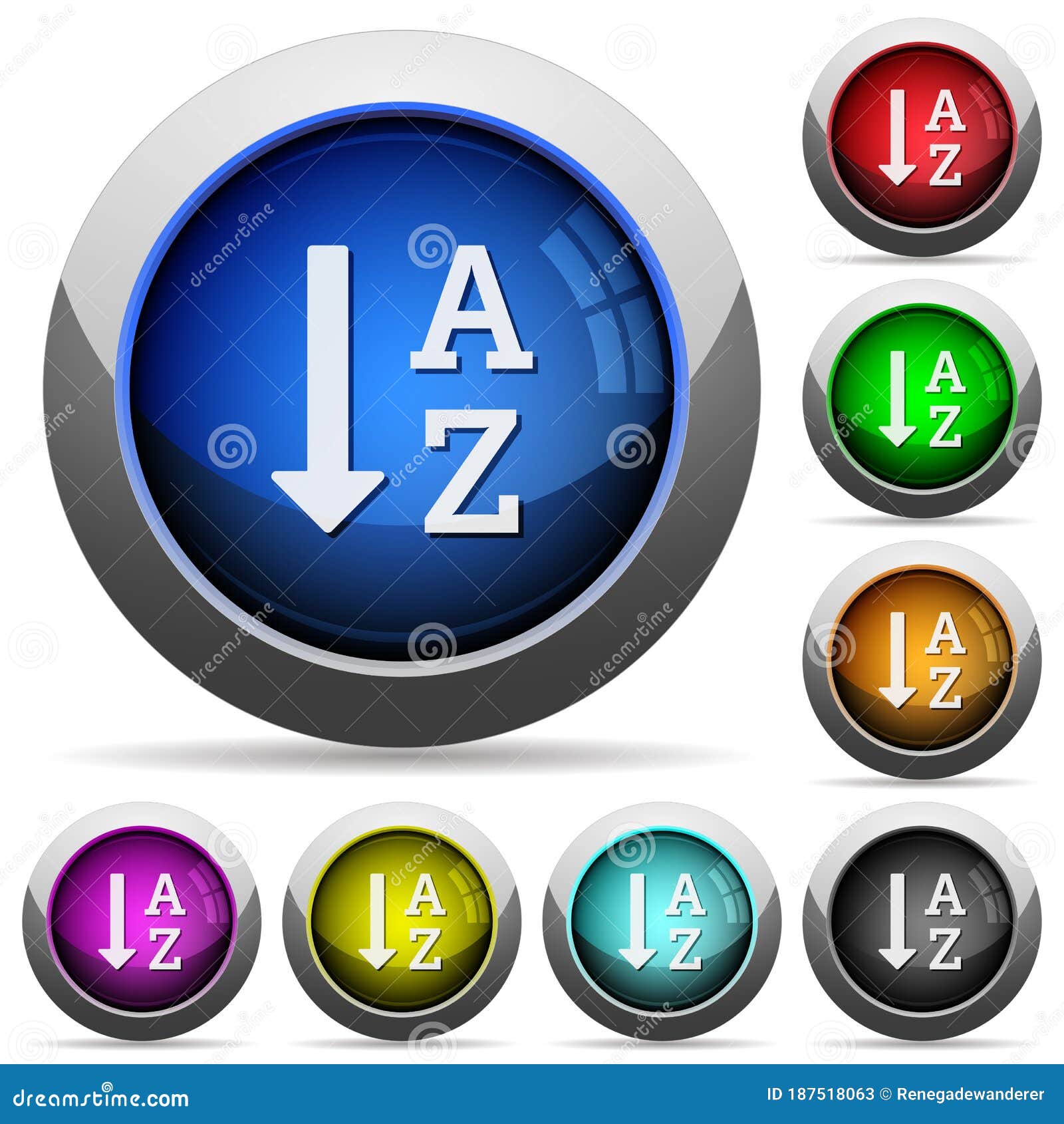 Alphabetically Ascending Ordered List Glossy Buttons Stock Vector ...
