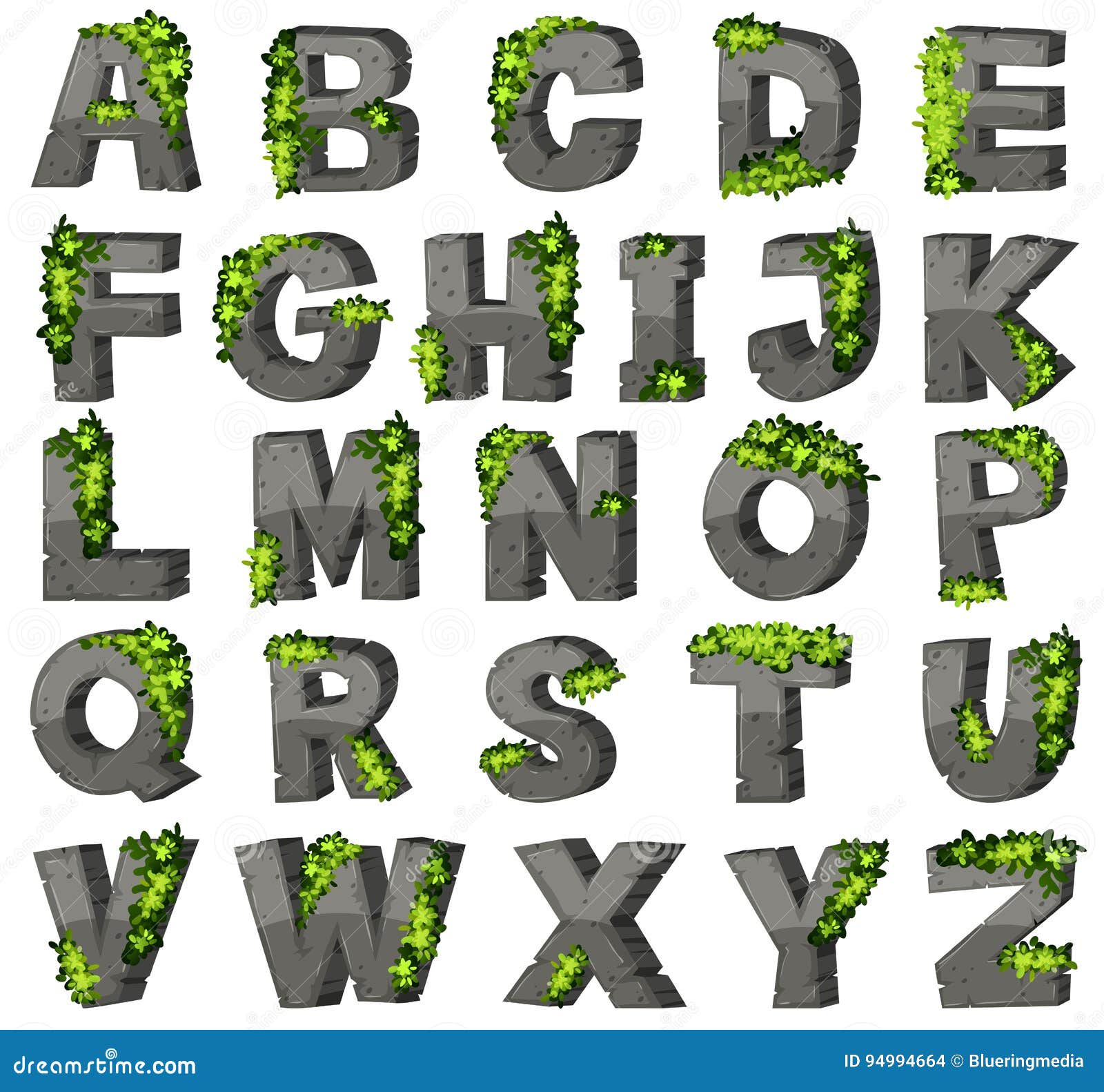 Alphabets Anglais Avec Les Blocs En Pierre Illustration de Vecteur ...