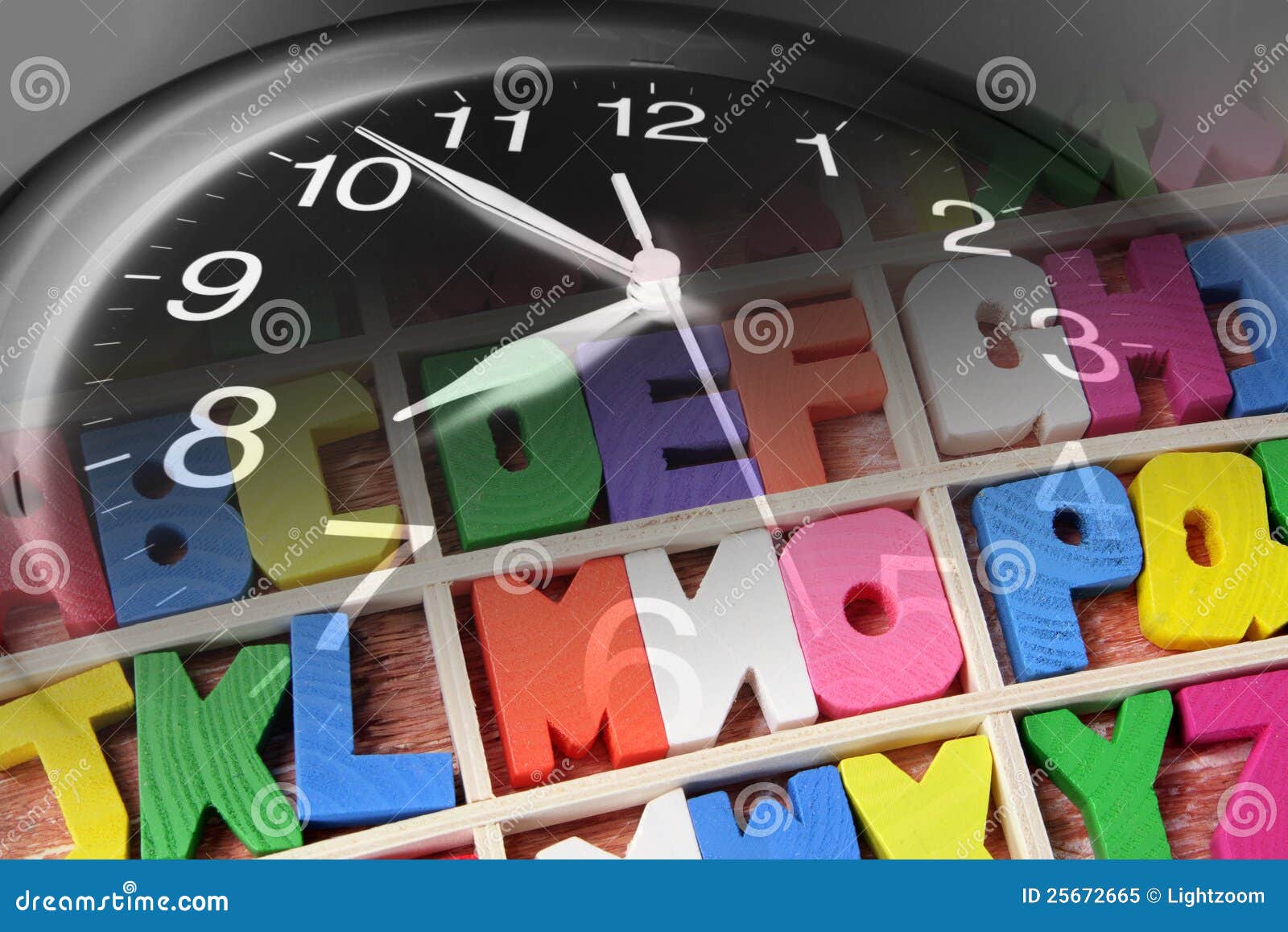 Alphabets and Clock stock image. Image of deadline, color - 25672665