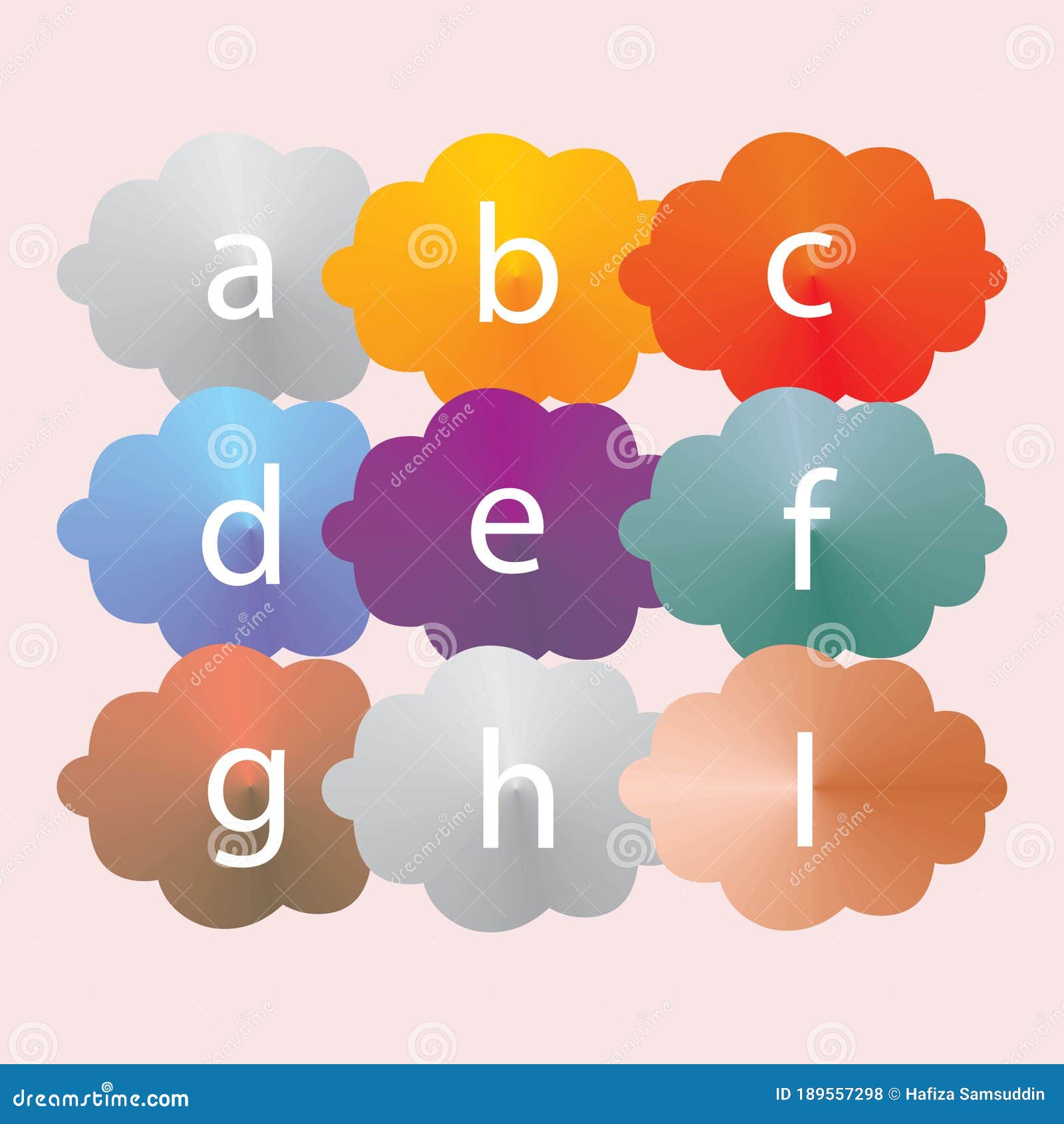 Alphabets in Cloud Bubbles. Vector Illustration Decorative Design Stock ...