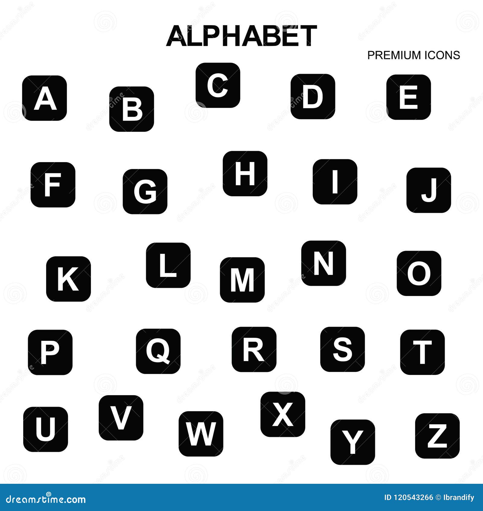 Alphabets icons set vector stock vector. Illustration of style - 120543266