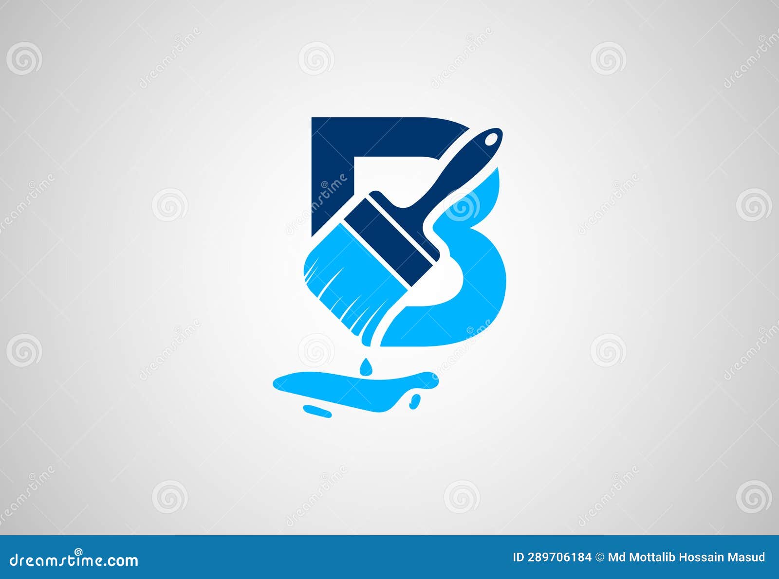 Alphabets B Letter Logo with Paint Brush, Vector Illustration Stock ...