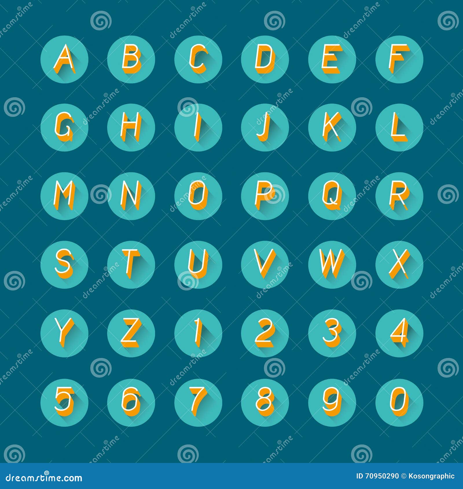 Alphabets and Numbers Character Icons, Flat Design Vector Stock Vector ...