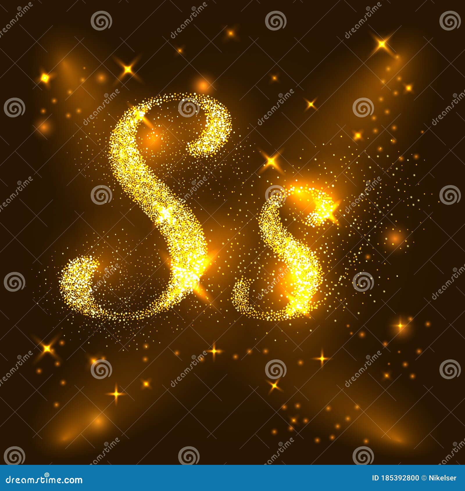 Alphabets S of Gold Glittering Stars. Illustration Vector. Stock Vector ...
