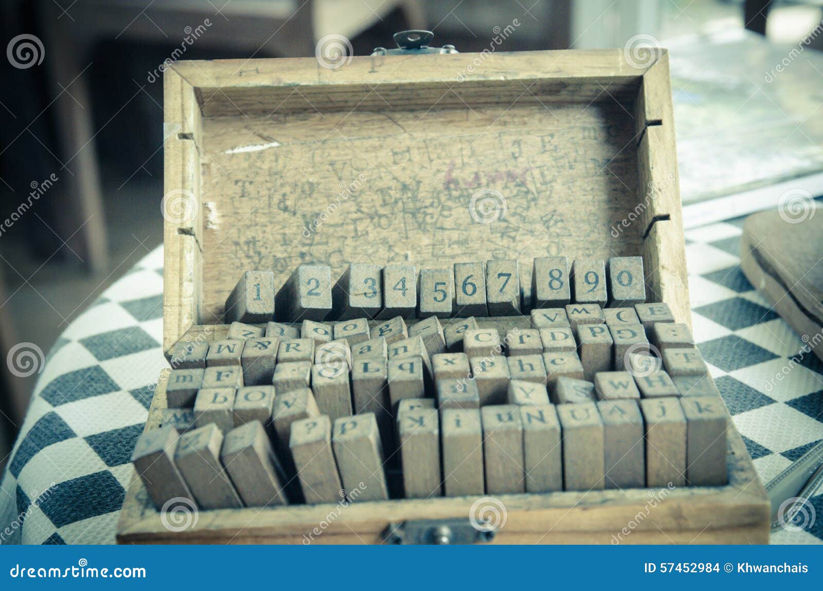 Alphabets Stamp in the Box. Stock Photo - Image of stamp, text: 57452984