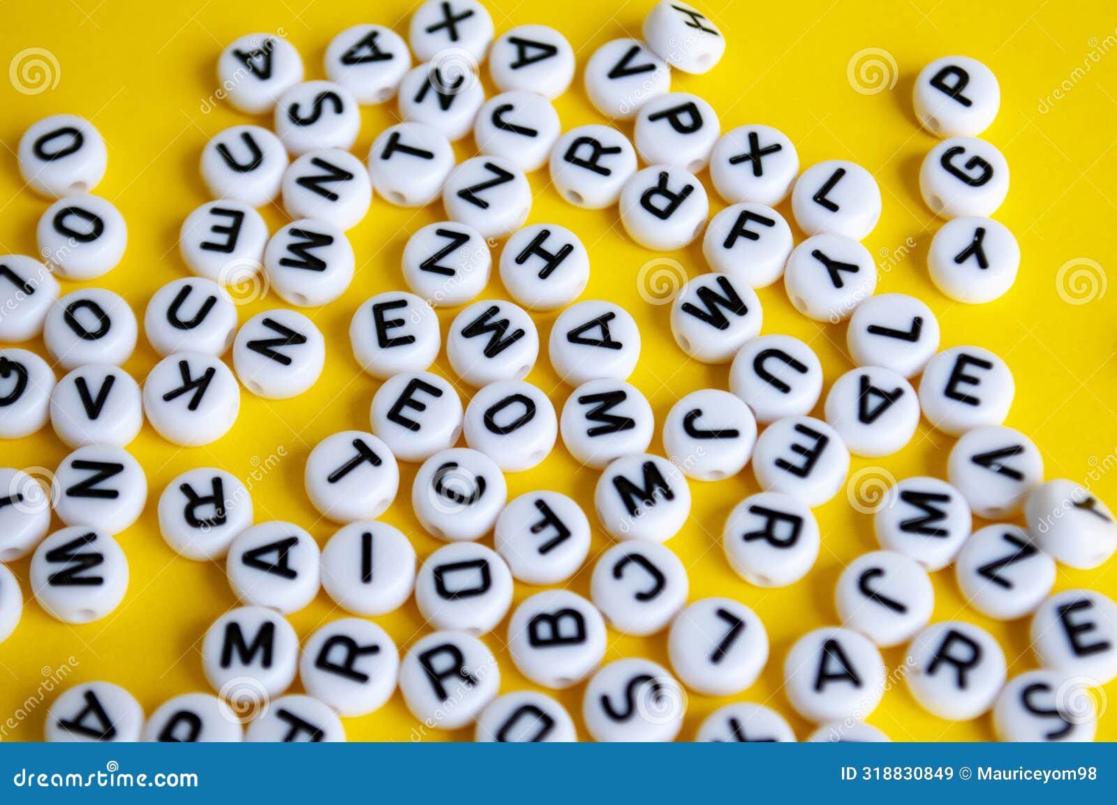 Alphabets on Yellow Background. Study and Education Concept Stock Image ...