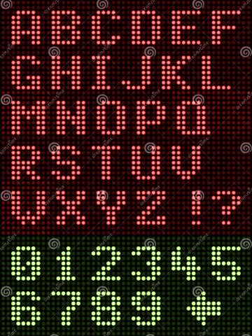 Alphanumeric Alphabet Font LED Display on Black Stock Vector ...