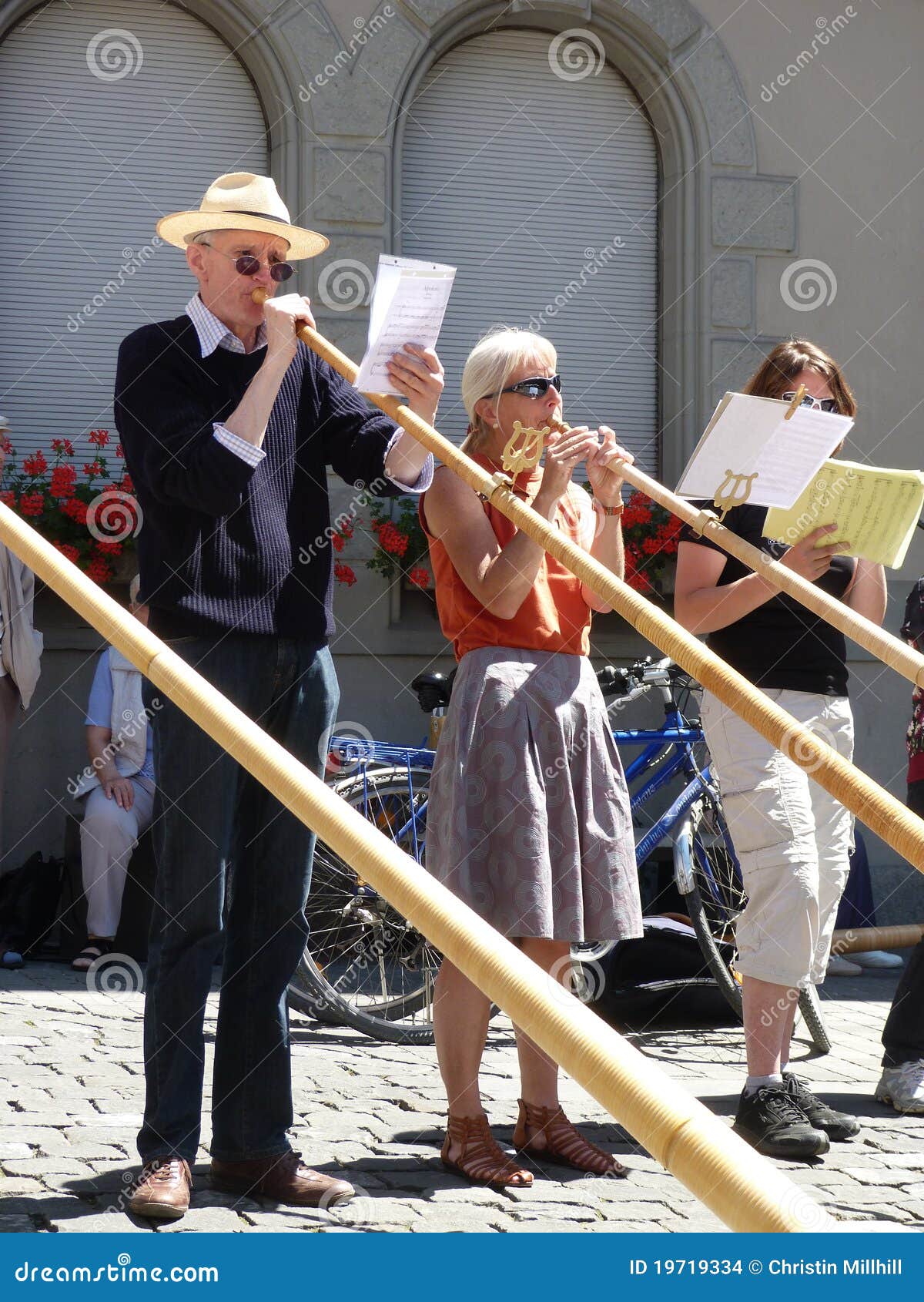 Alphorn Players editorial stock image. Image of women - 19719334