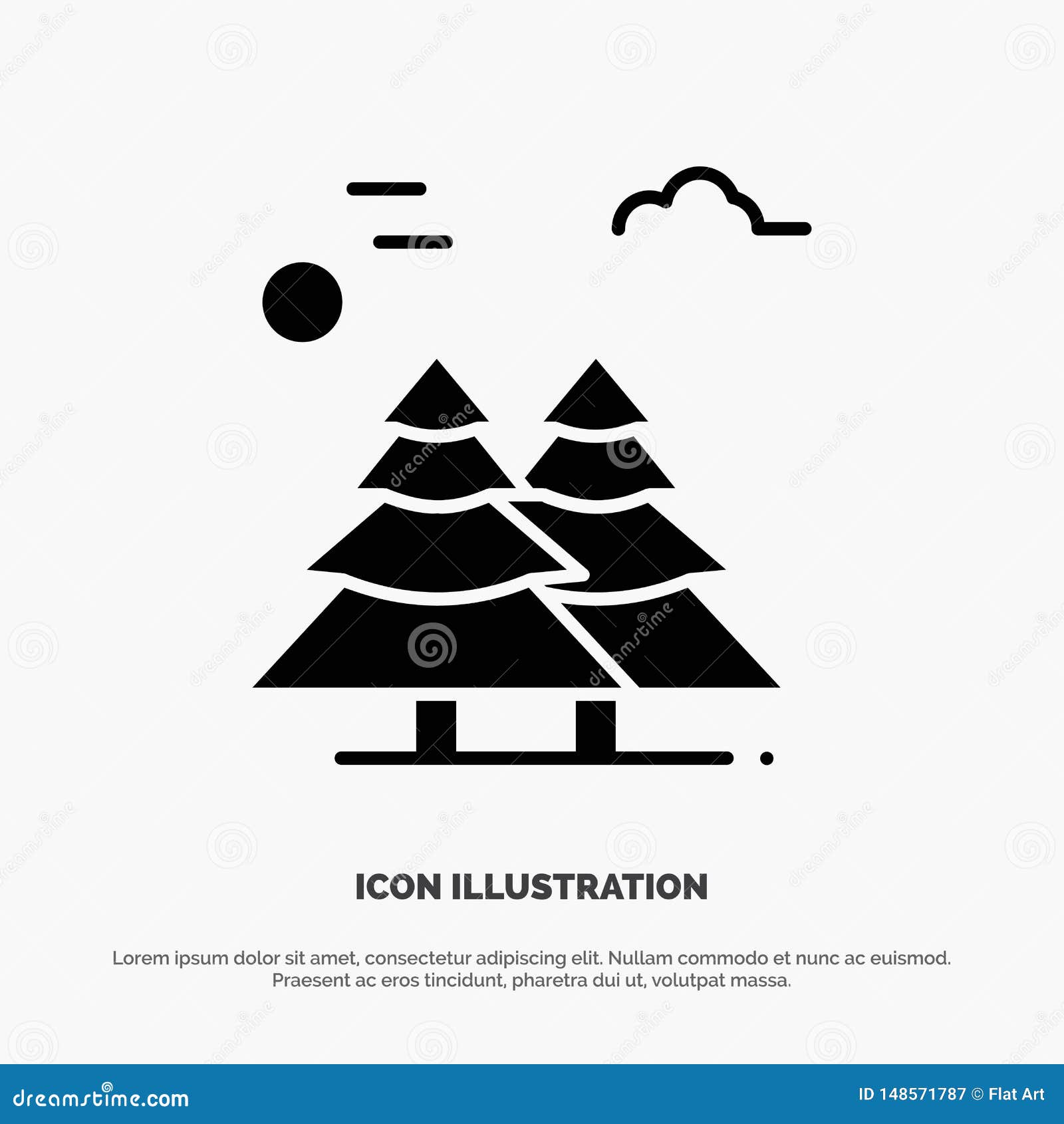 Alpine, Arctic, Canada, Pine Trees, Scandinavia Solid Glyph Icon Vector ...