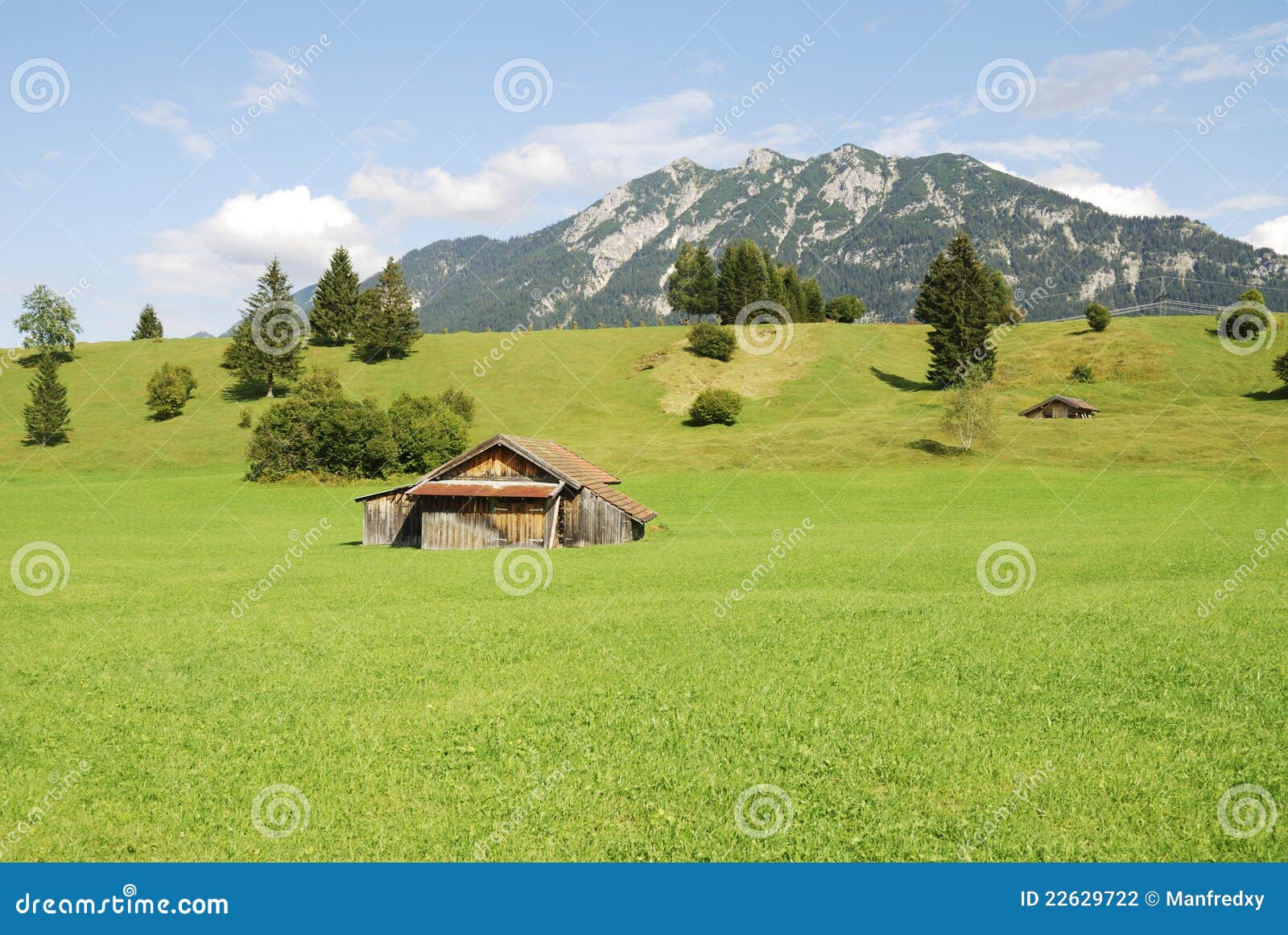 Alpine barn stock photo. Image of grass, landscape, bavaria - 22629722