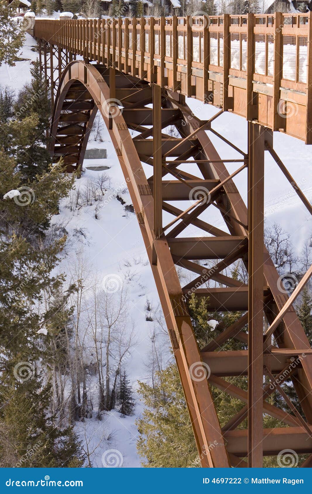 Alpine Bridge in Winter stock photo. Image of alpine, orange - 4697222