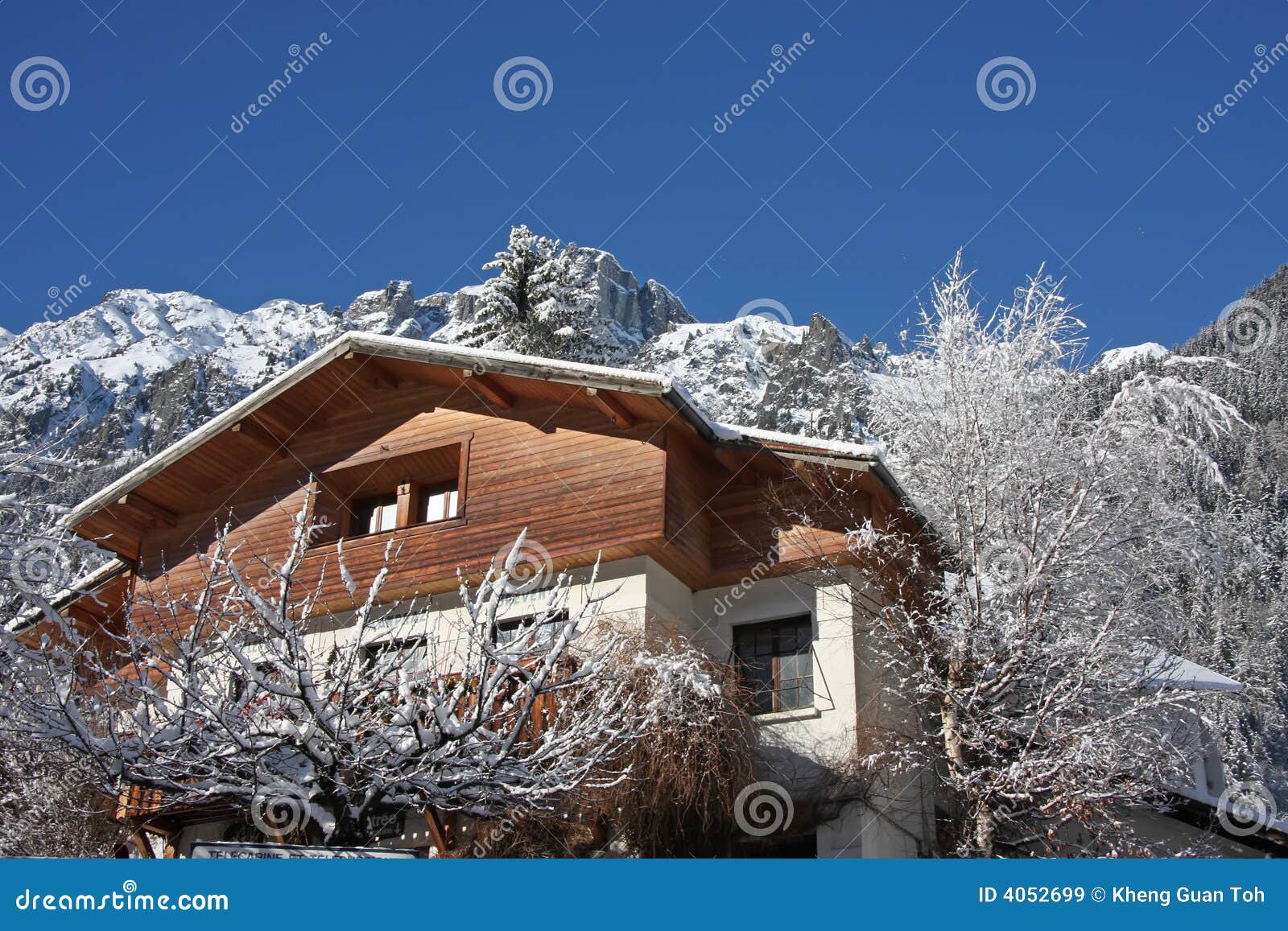 Alpine cabin stock image. Image of montblanc, covered - 4052699