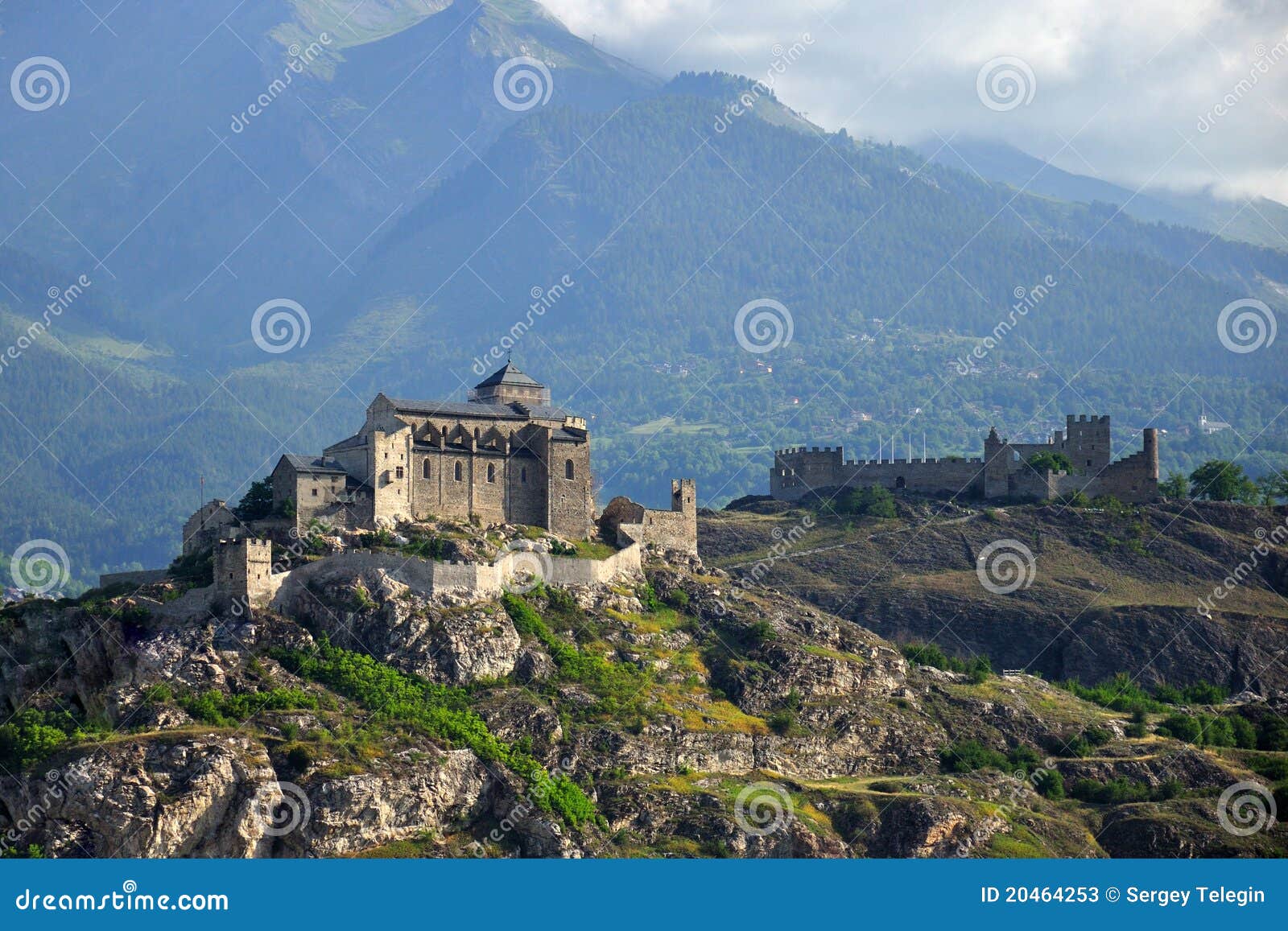 Alpine Castle and Monastery, Switzerland Stock Image - Image of ...