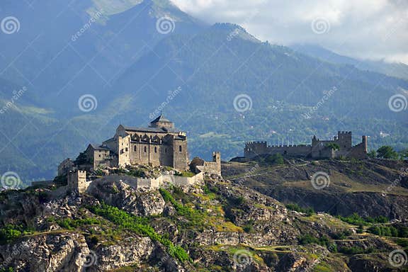 Alpine Castle and Monastery, Switzerland Stock Image - Image of ...