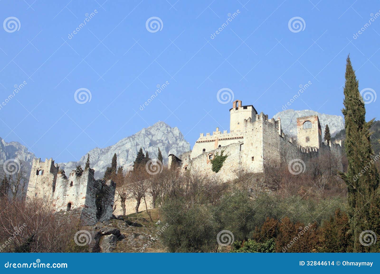 Alpine castle stock photo. Image of mountain, italian - 32844614