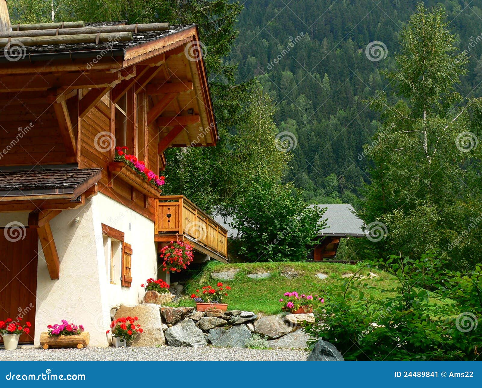 Alpine chalet stock image. Image of summer, blue, houches - 24489841