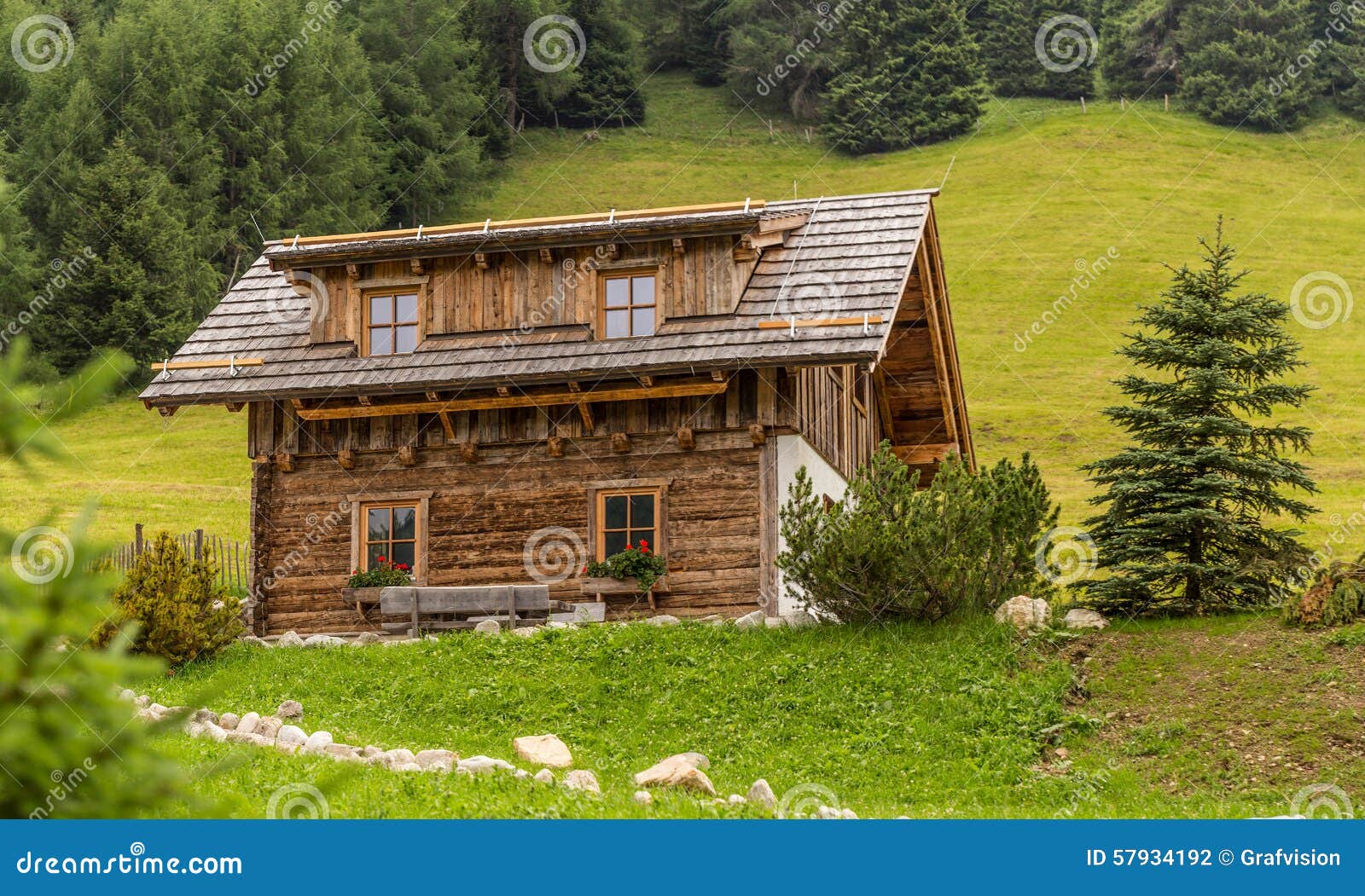 Alpine chalet stock photo. Image of summer, cottage, chalet - 57934192