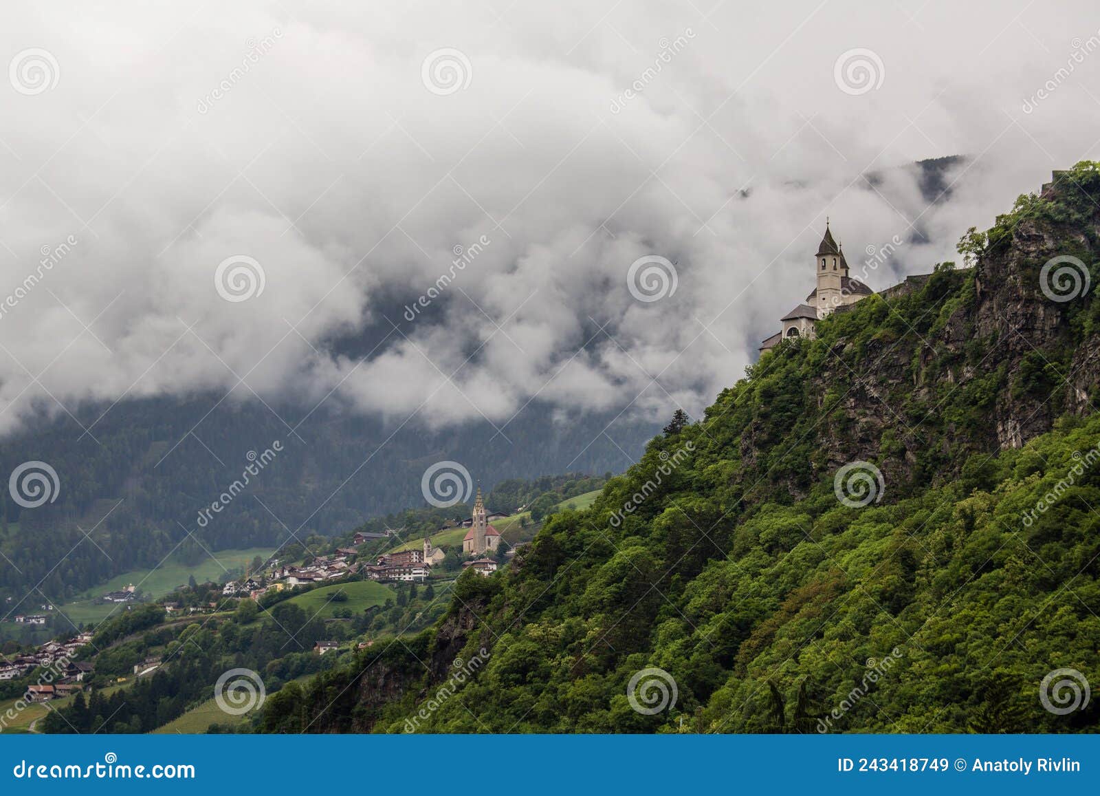 Alpine churches stock image. Image of forest, tree, ridge - 243418749