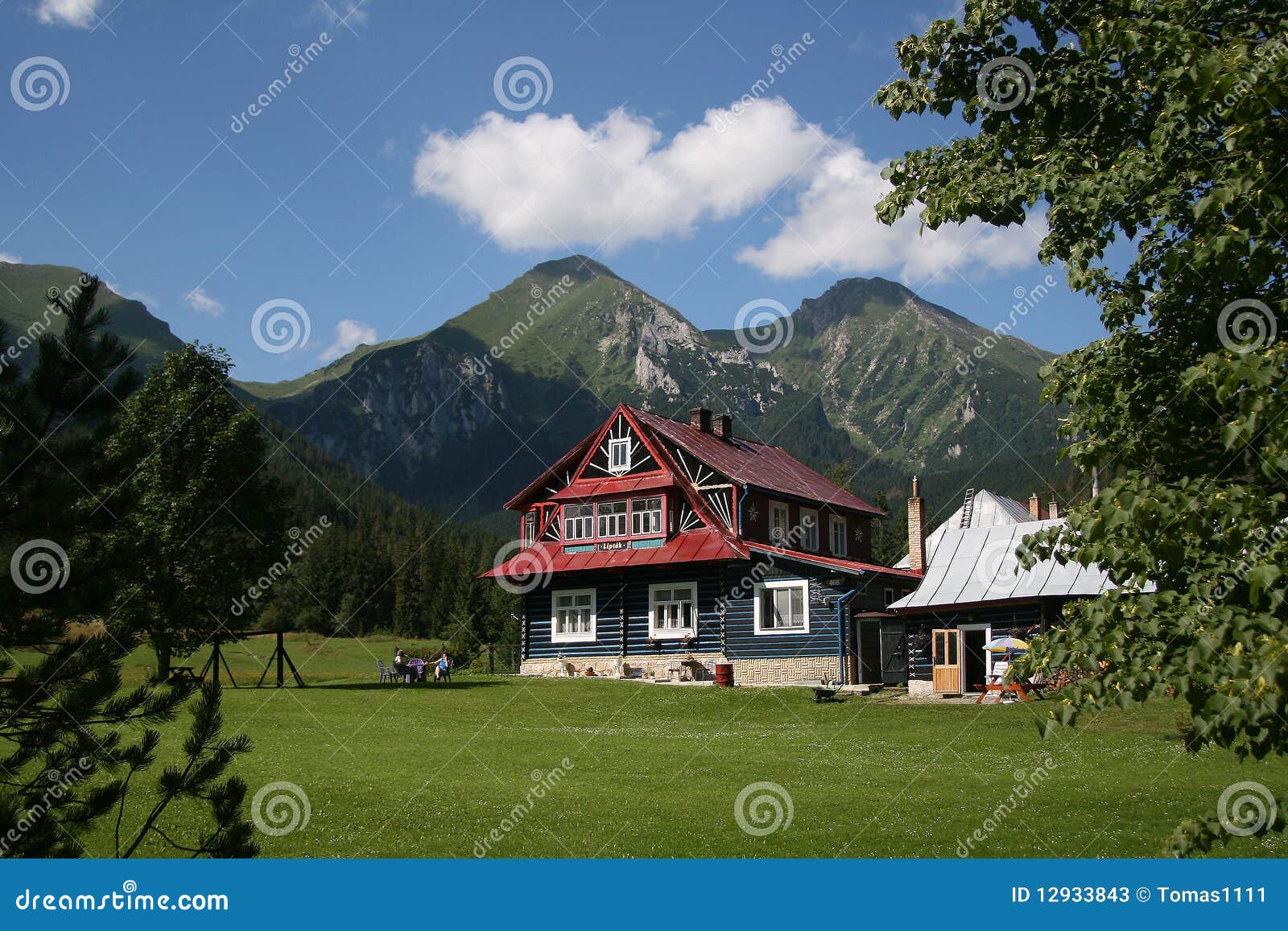 Alpine cottage stock image. Image of hill, blue, peace - 12933843