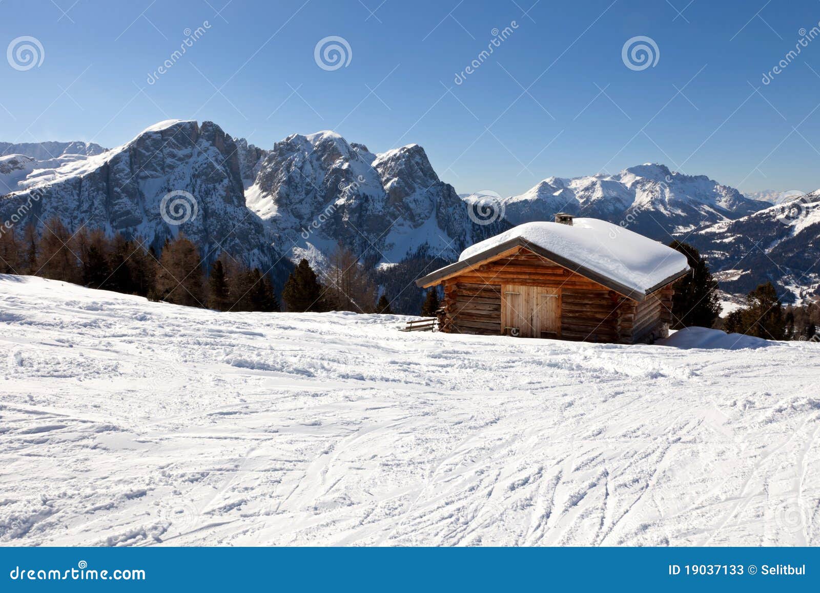 Alpine Cottage in Dolomites Mountains, Italy Stock Image - Image of ...