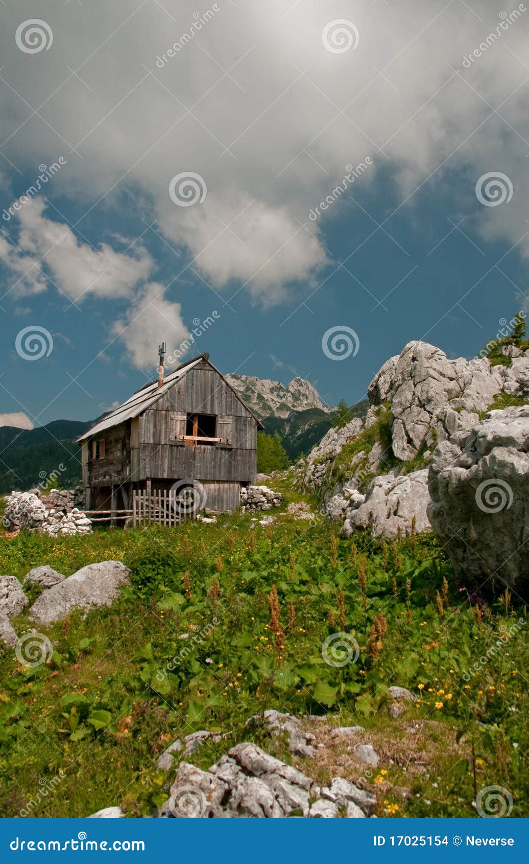 Alpine Cottage in the Mountains Stock Photo - Image of grass, alps ...