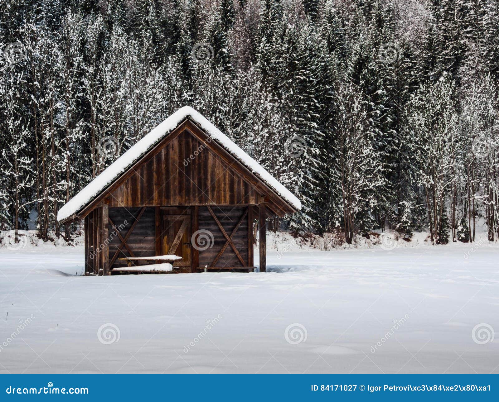 Alpine cottage stock image. Image of winter, forest, lonely - 84171027