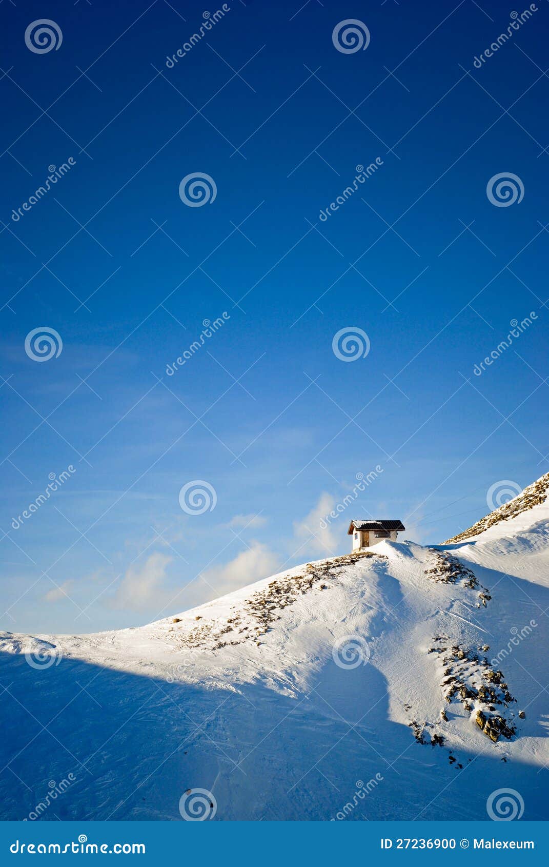 Alpine cottage in winter stock photo. Image of solitarily - 27236900