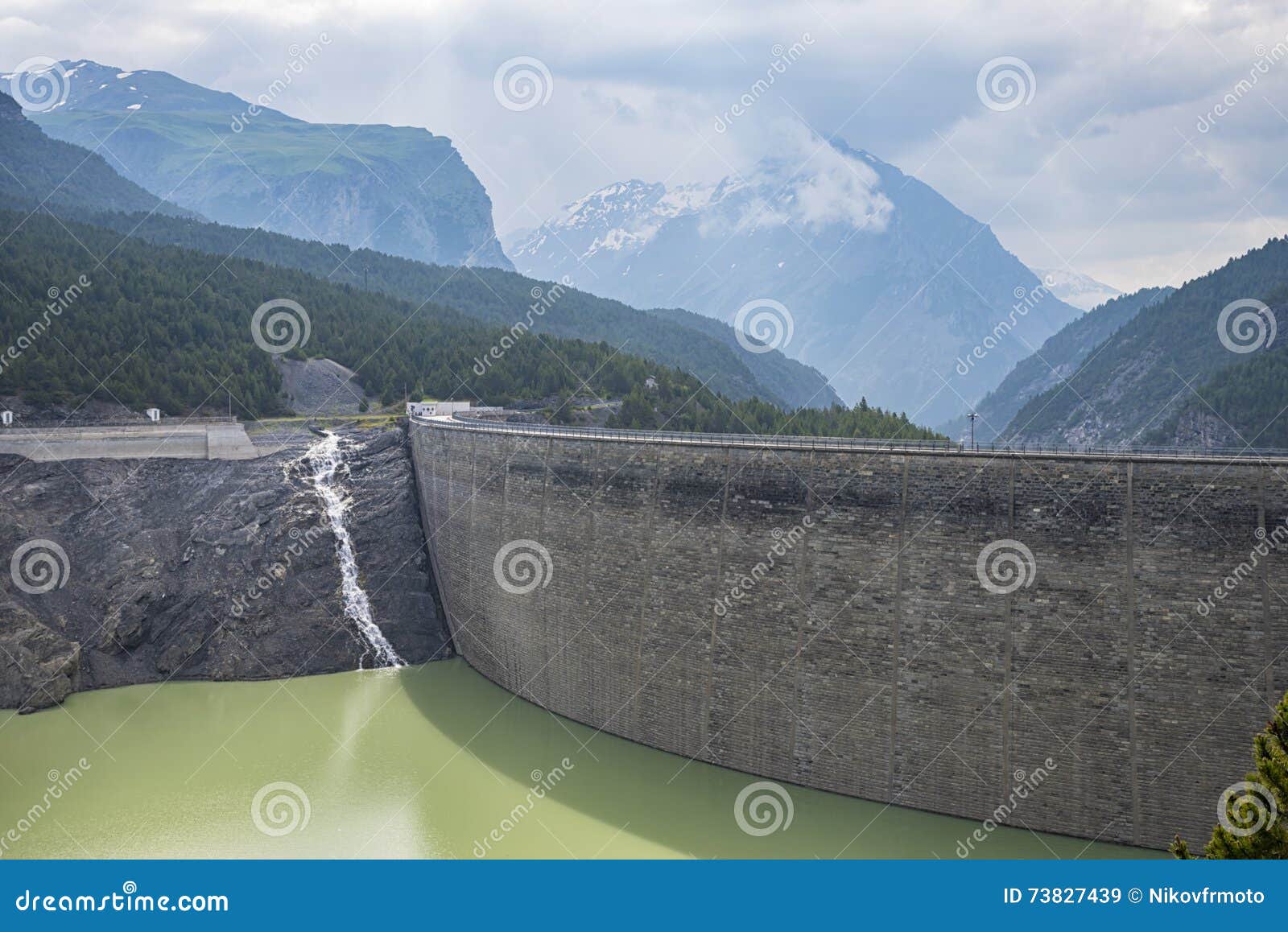 Alpine dam stock image. Image of reflection, panorama - 73827439