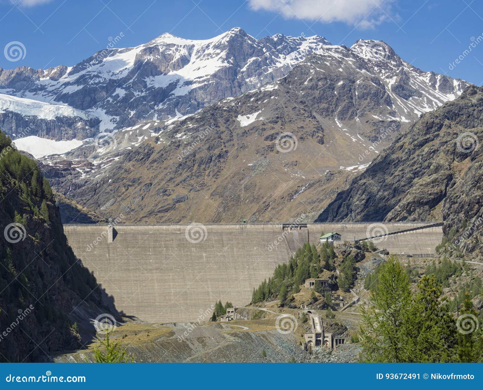 Alpine dam stock image. Image of hydro, panoramic, italy - 93672491