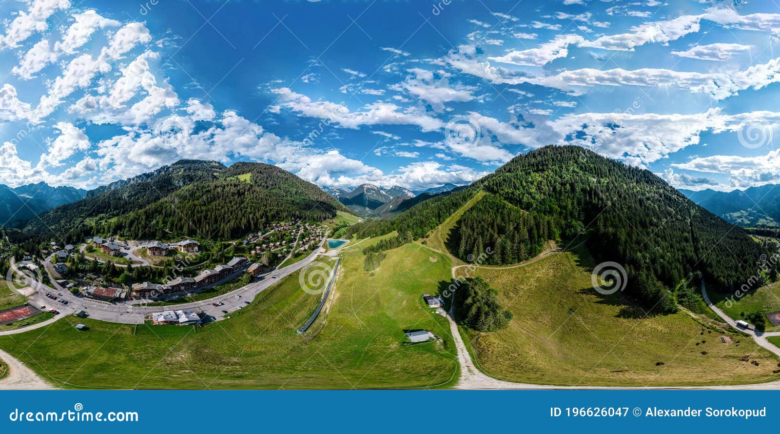 Alpine 360-degree Panoramic View from Drone Stock Image - Image of ...
