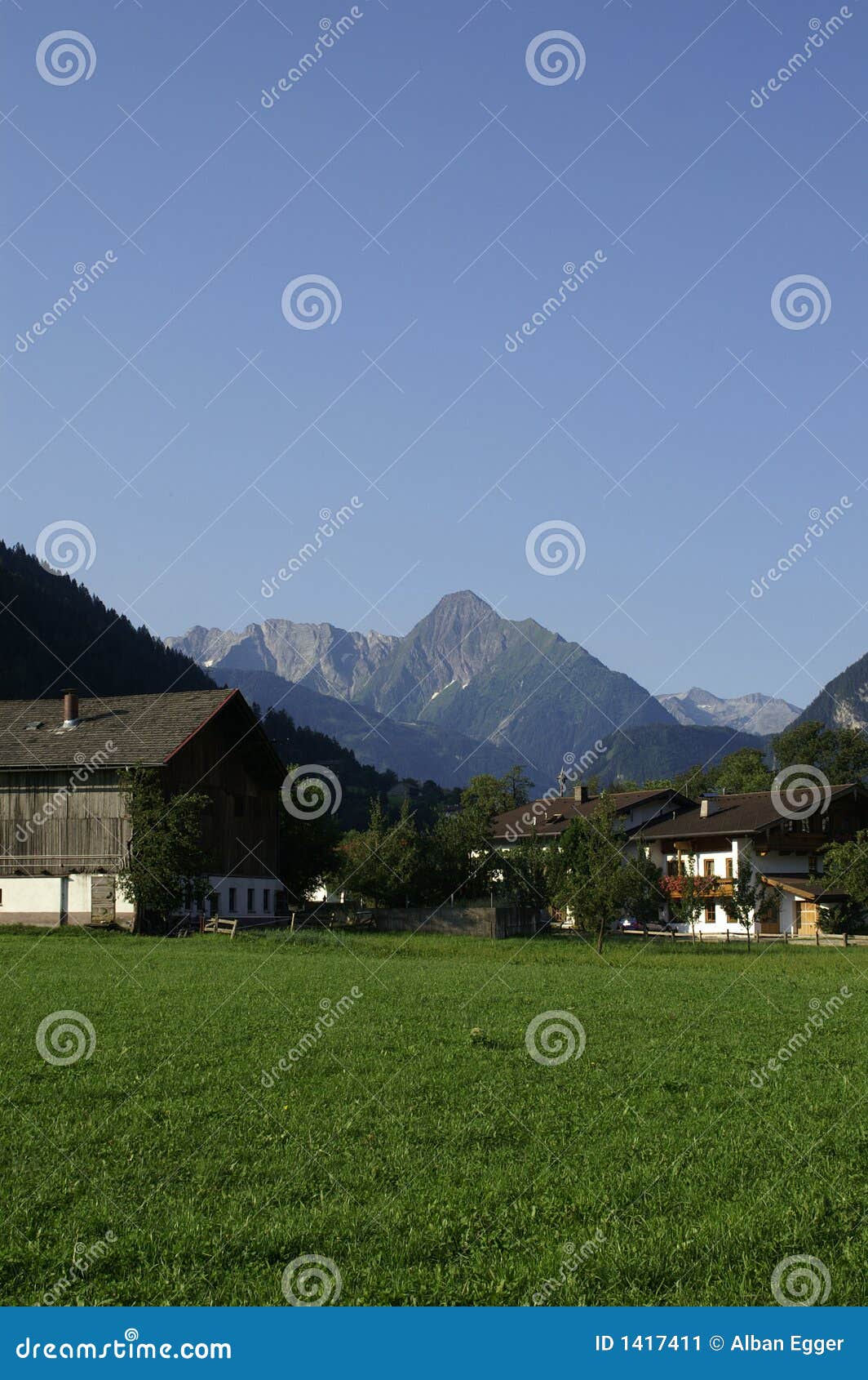 Alpine farm stock image. Image of dristner, farm, field - 1417411
