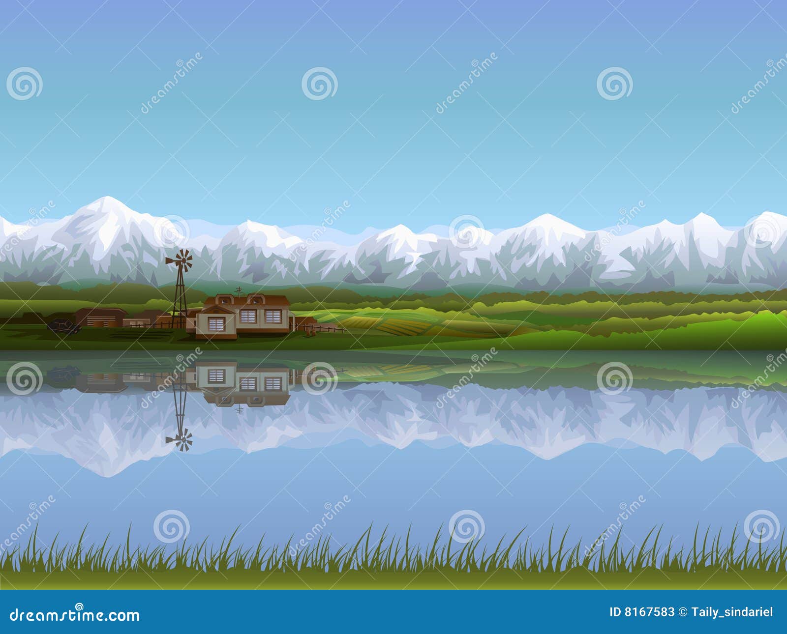 Alpine Farm Hand Drawing Vector Illustration | CartoonDealer.com #144294186