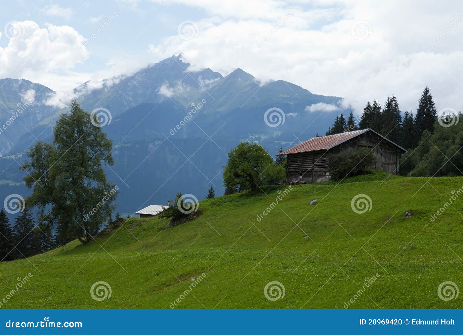 Alpine Farm View stock photo. Image of grass, scenic - 20969420