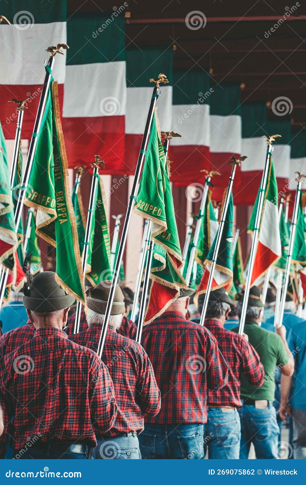 Alpine Flags Carried by Troops during the 2021 Alpine Parade at Bassano ...