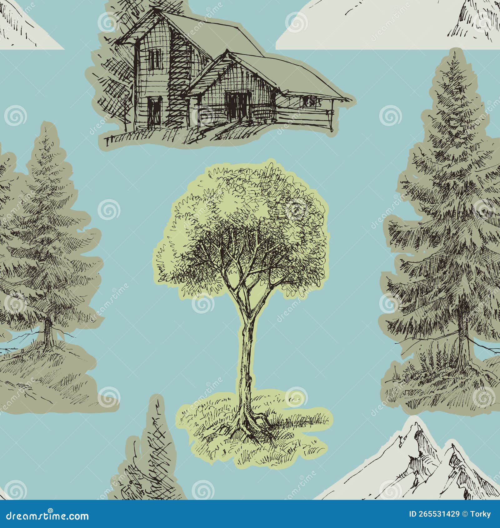 Alpine Forest Seamless Pattern Stock Vector - Illustration of pattern ...
