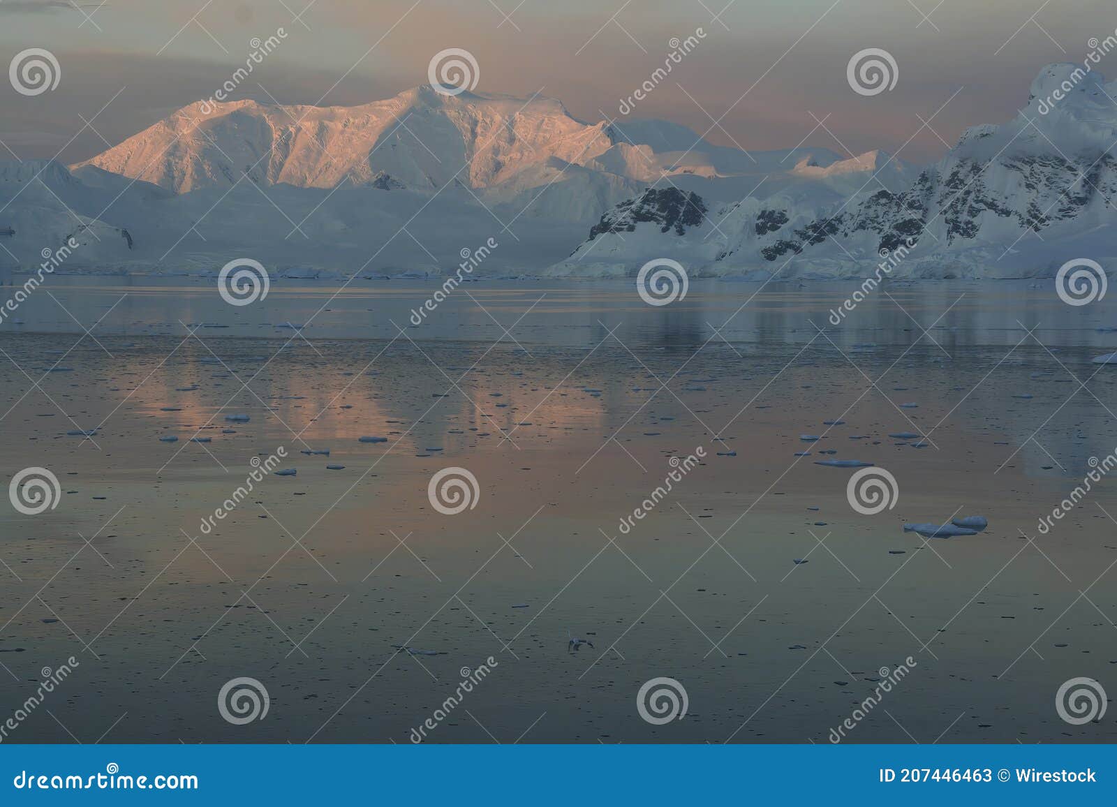 Alpine Glow on the Beautiful Mountains Covered in Snow in Antarctica ...